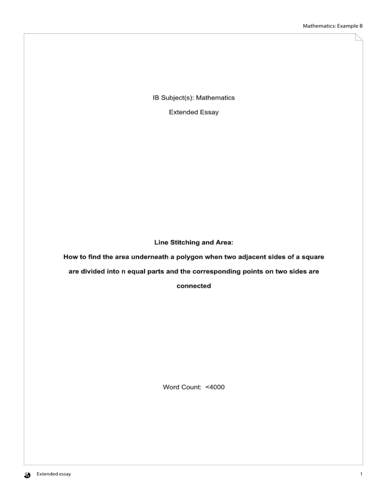 Mathematics Extended Essay: Line Stitching and Area