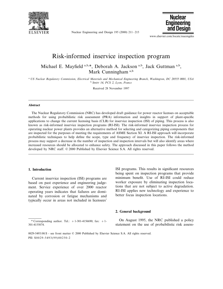 Risk-Informed Inservice Inspection Program in Nuclear Plants