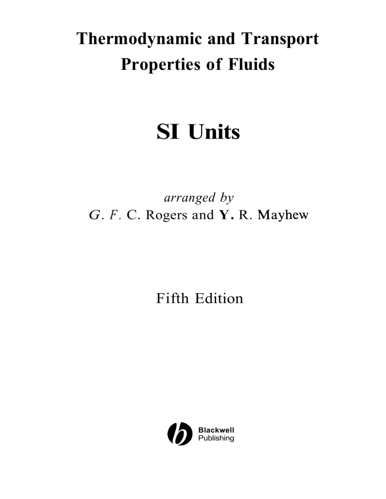 Fluid Thermodynamic & Transport Properties (SI Units)