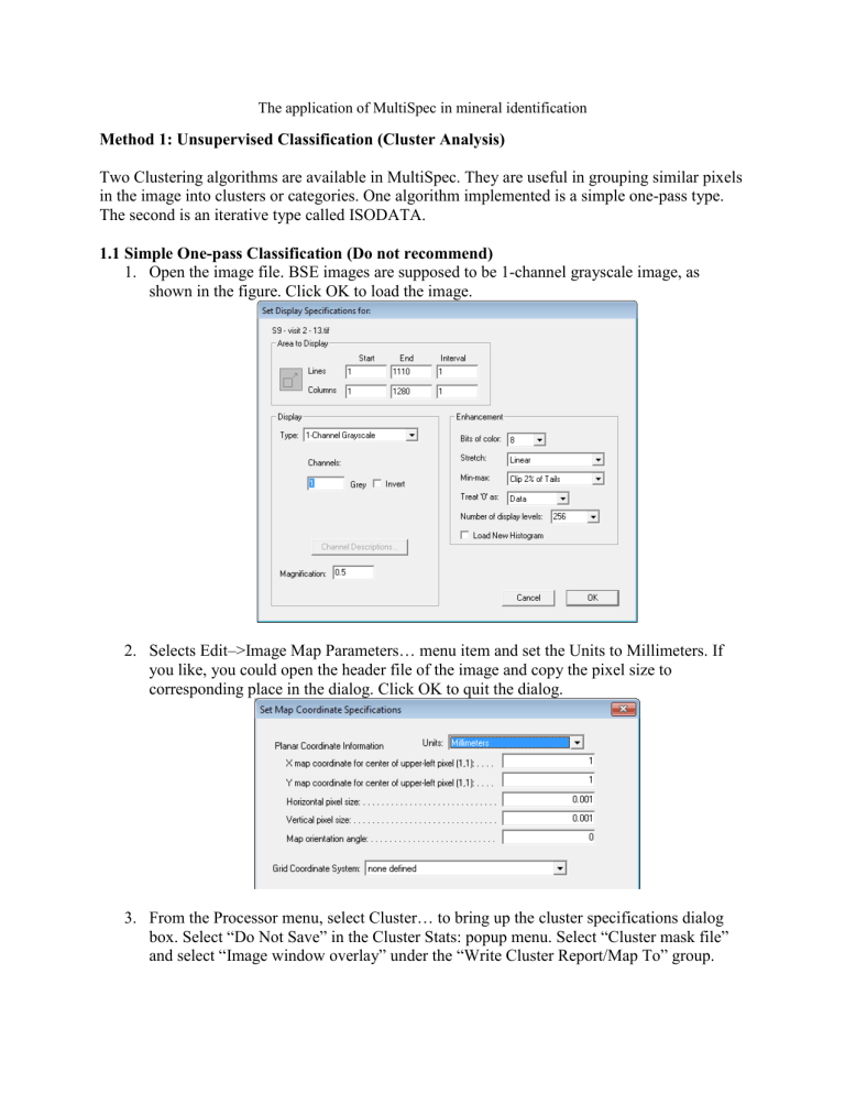 MultiSpec Mineral ID: Unsupervised & Supervised Classification