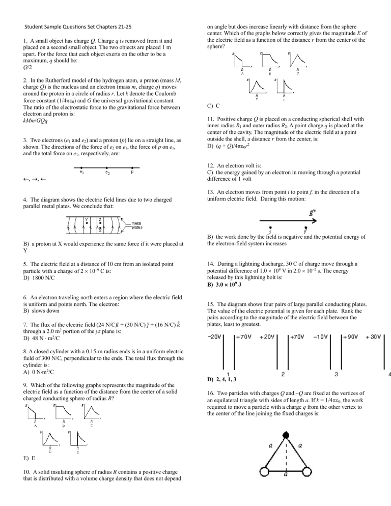 Physics Sample Questions: Electromagnetism Chapters