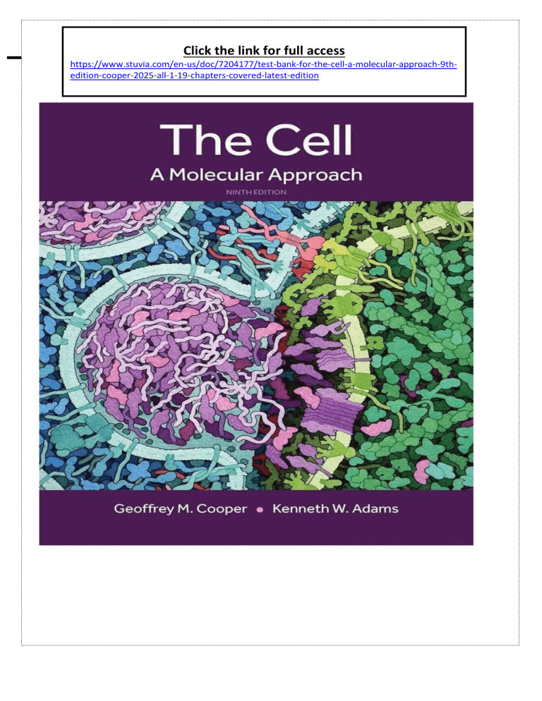 The Cell: Molecular Approach, 9th Ed. Test Bank