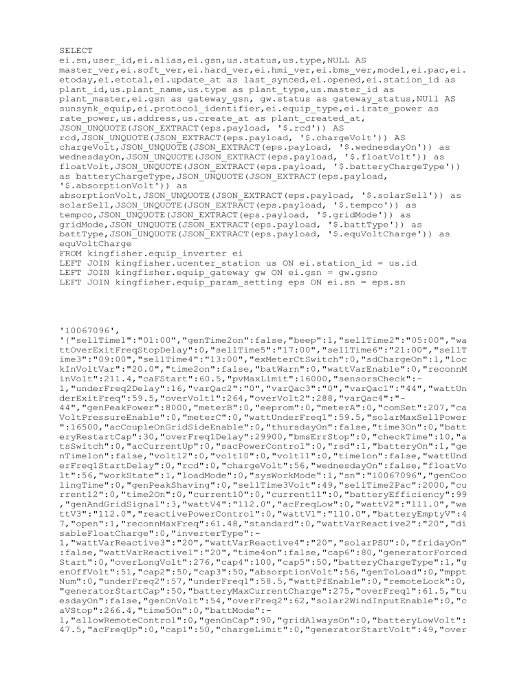 SQL Queries: Kingfisher Database - Equipment & Station Data