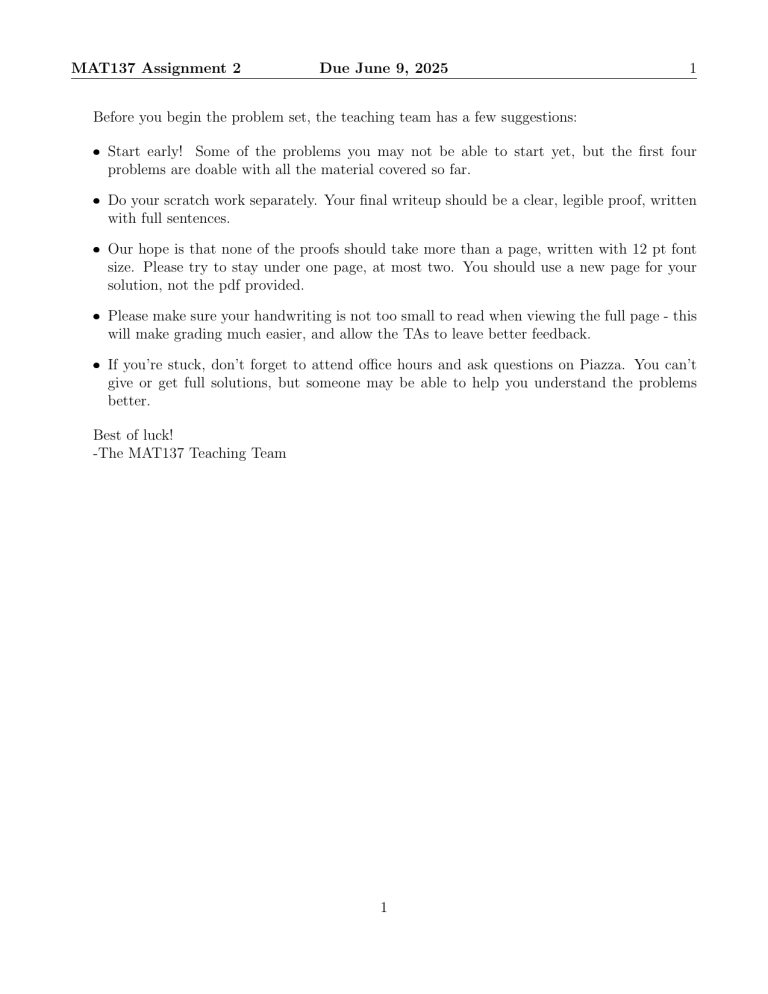 MAT137 Assignment 2: Polynomials, Continuity, Derivatives