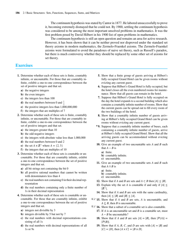 Set Theory Exercises: Cardinality and Countability