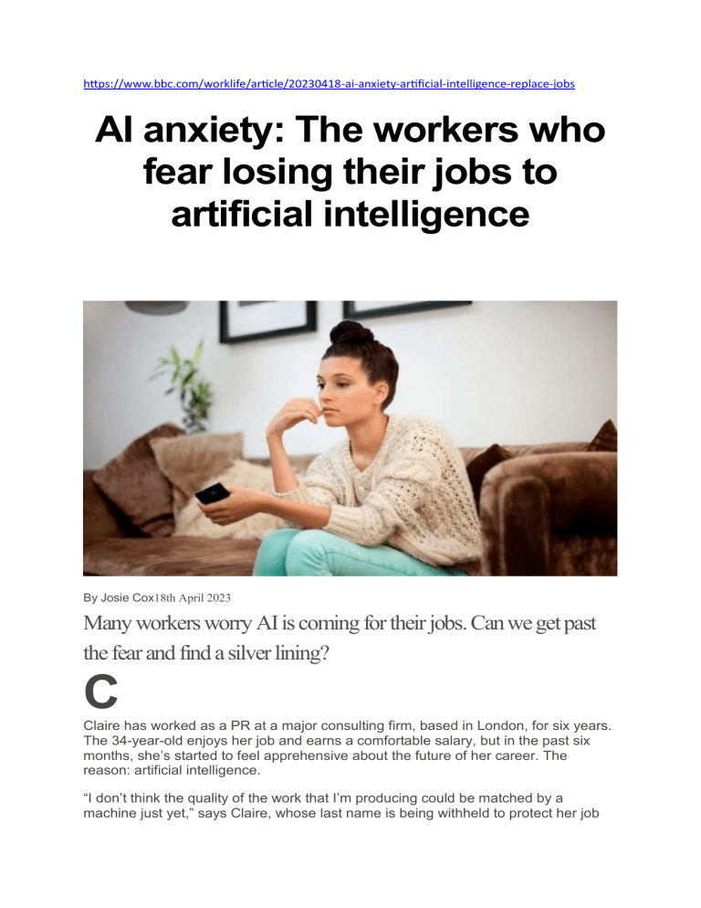 AI Anxiety: Workers Fear Job Loss to Artificial Intelligence