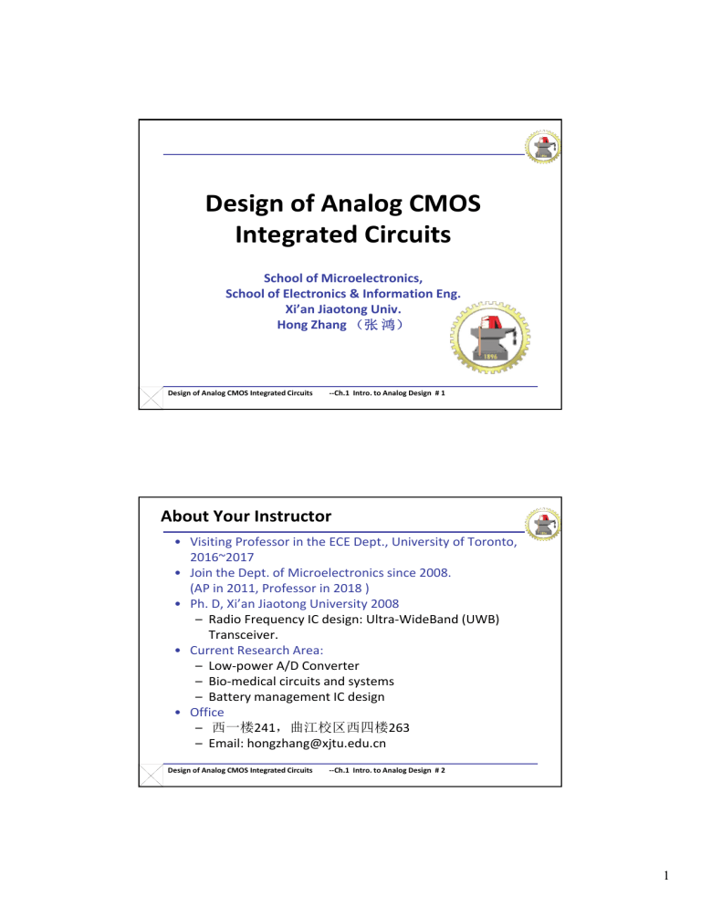 Analog CMOS IC Design: Introduction