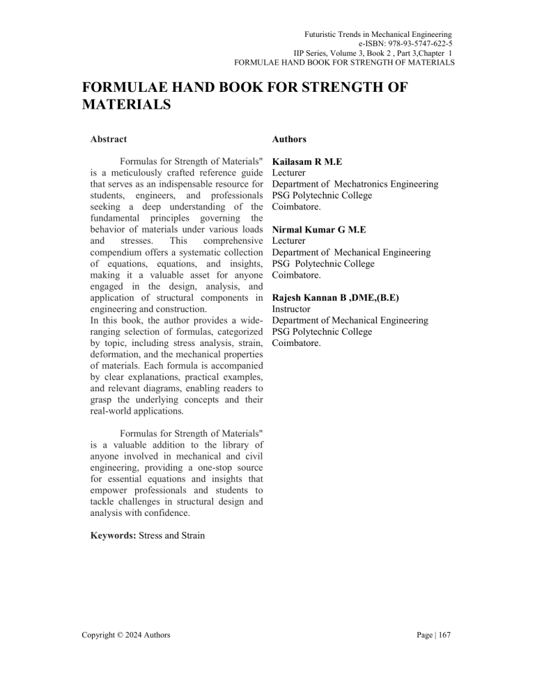 Strength of Materials Formula Handbook