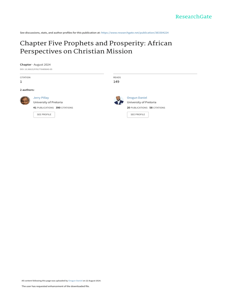 Prophets & Prosperity: African Christian Mission Perspectives