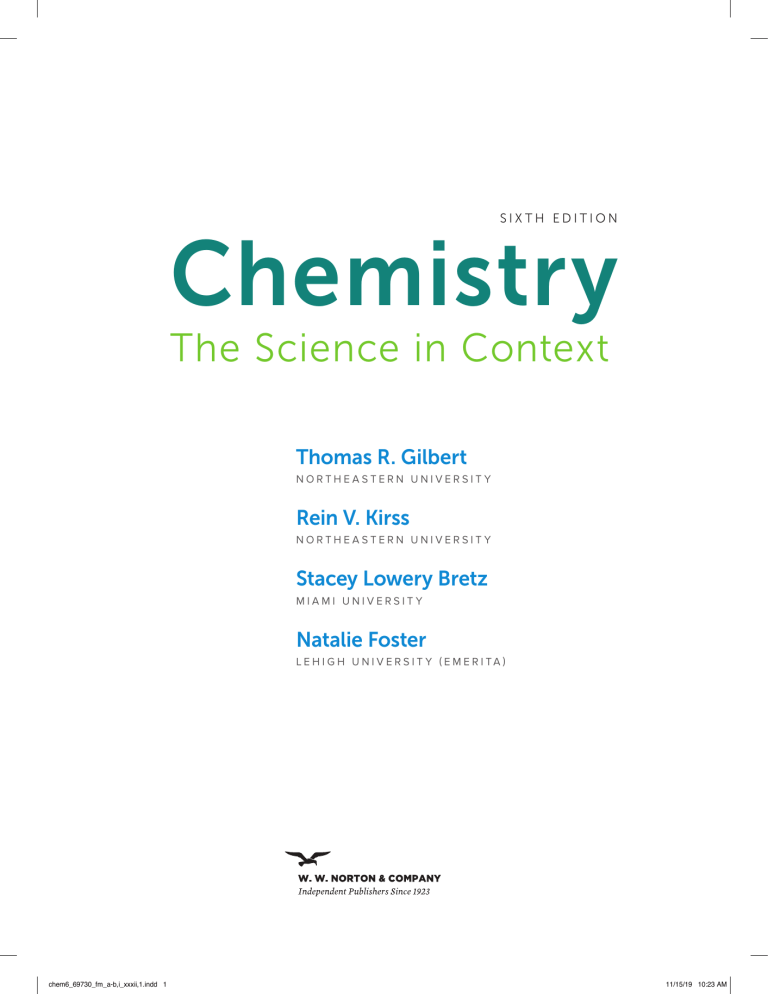 Chemistry Science In Context 6th edition