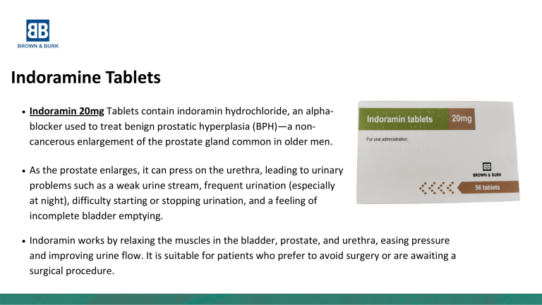 Indoramine Tablets: BPH Treatment & Information
