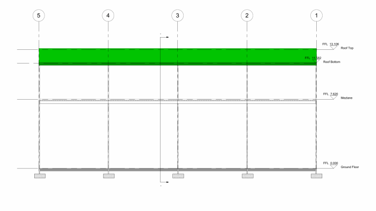Building Section Drawing: Floor Levels & Roof Details