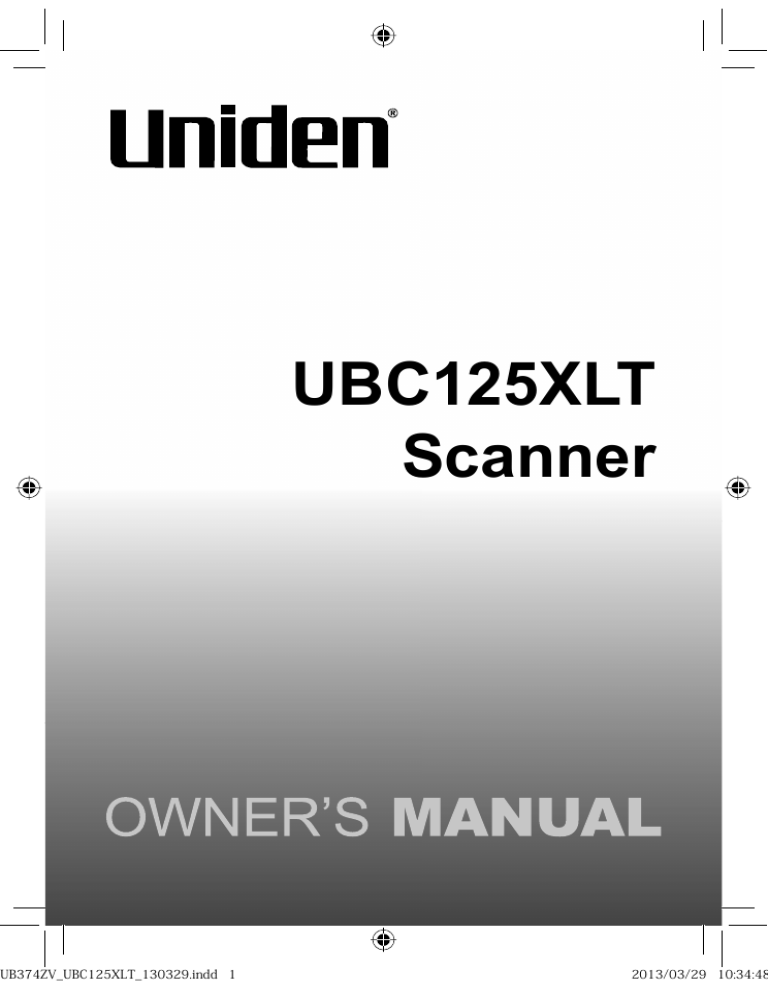UBC125XLT Scanner Owner's Manual