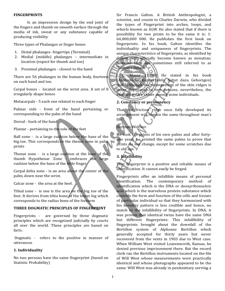 Fingerprints: History, Principles & Identification Methods