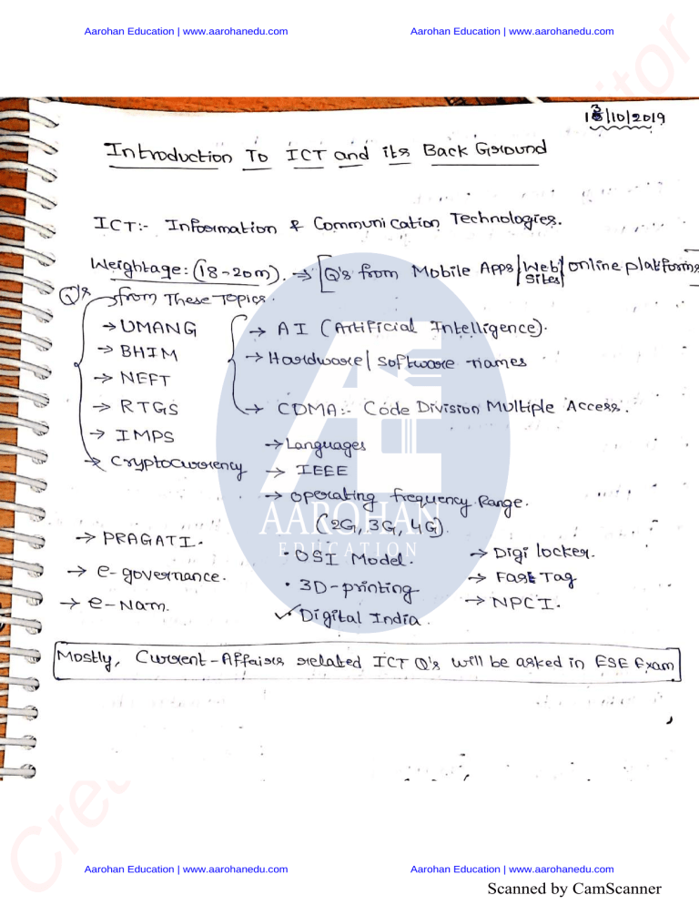 Introduction to ICT: Key Concepts & Technologies
