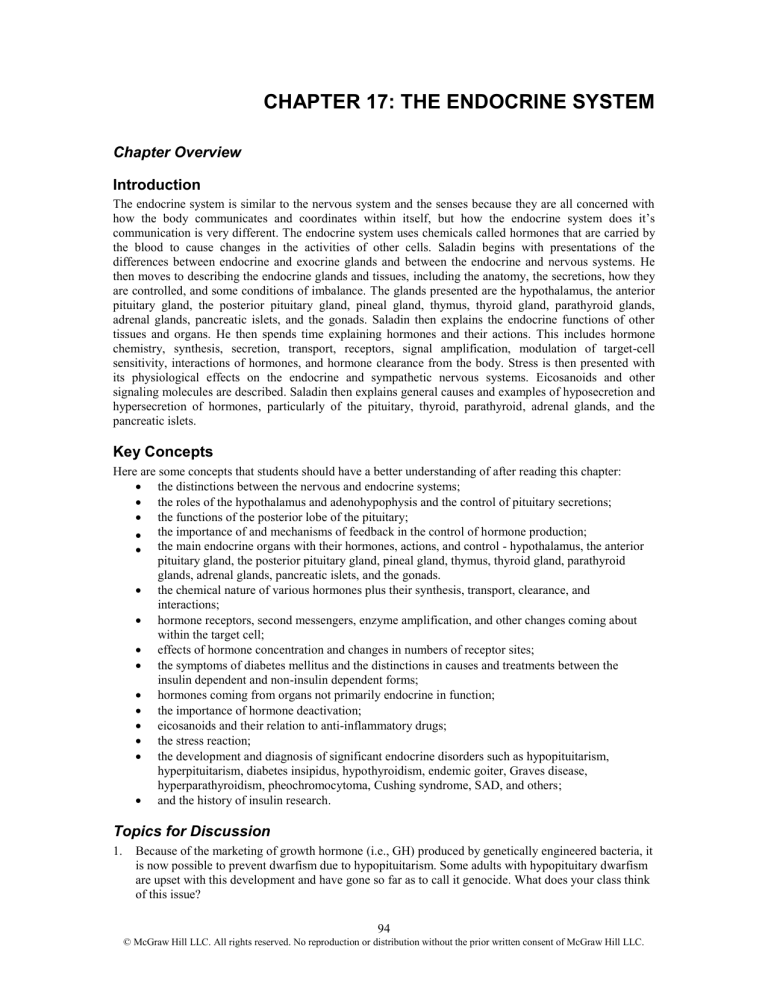 Endocrine System Chapter Overview: Key Concepts & Discussion