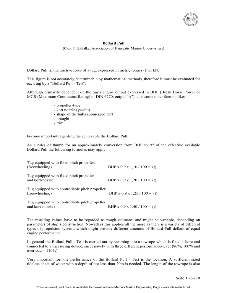 Bollard Pull: Tug Tractive Force Explained