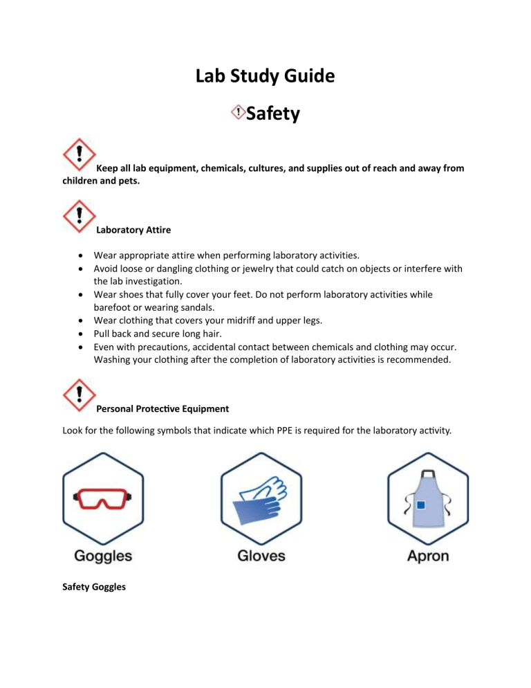 Lab Safety Study Guide: PPE, Cleanup, and Procedures
