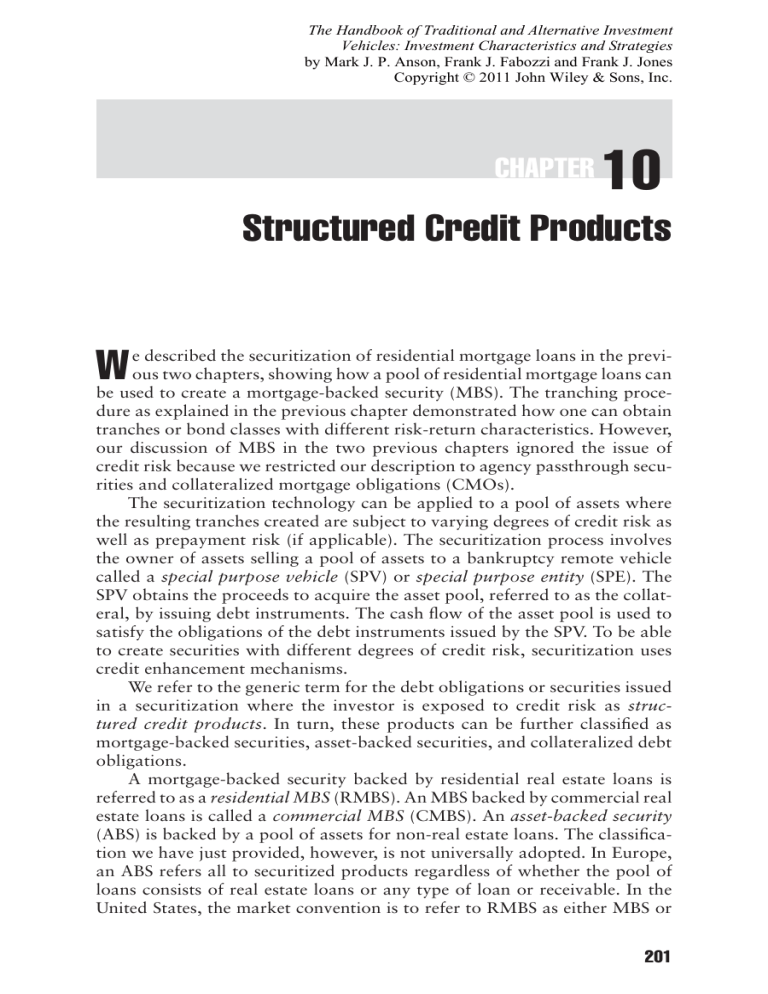 Structured Credit Products: RMBS, CMBS, CDOs