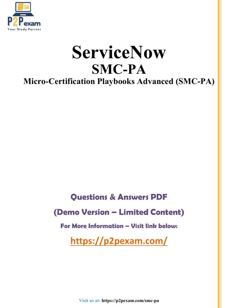 ServiceNow SMC-PA Exam Questions & Answers