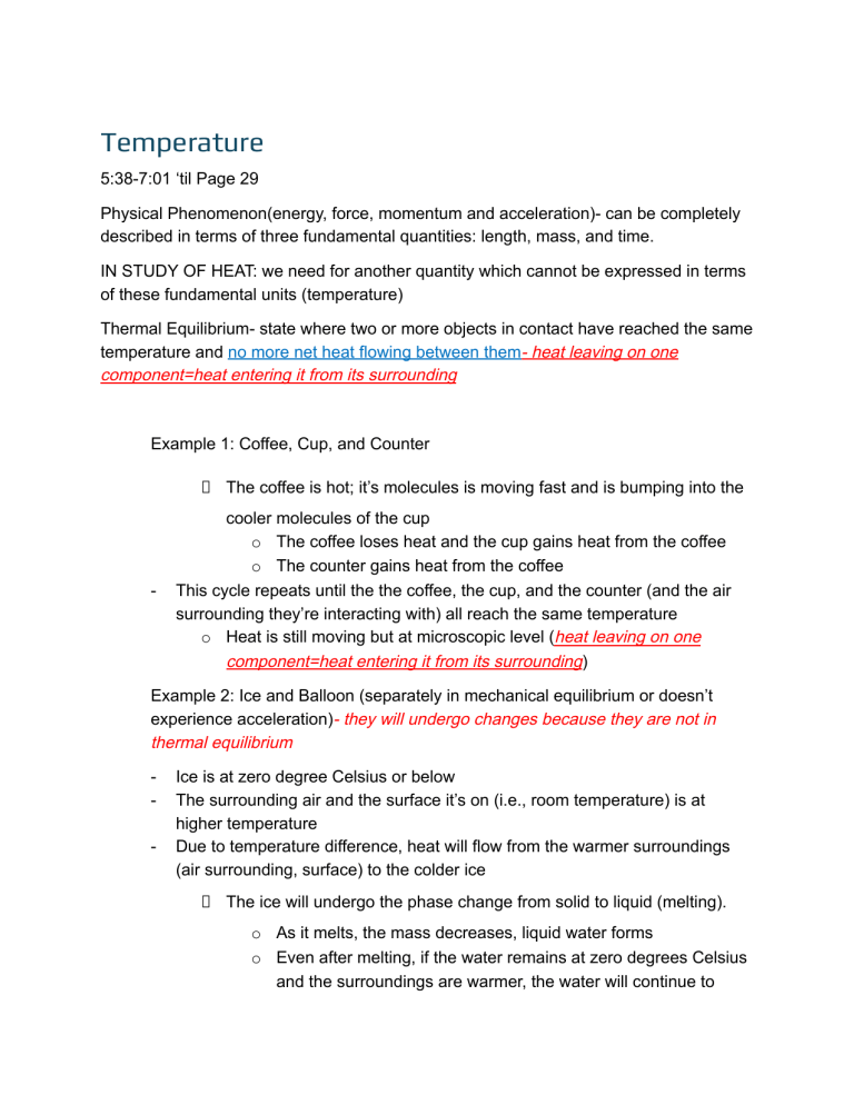 Thermodynamics: Temperature, Heat, and Laws
