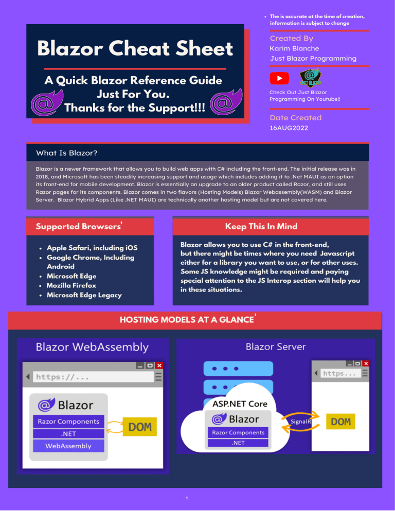 Blazor Cheat Sheet: Quick Reference Guide for Web Development