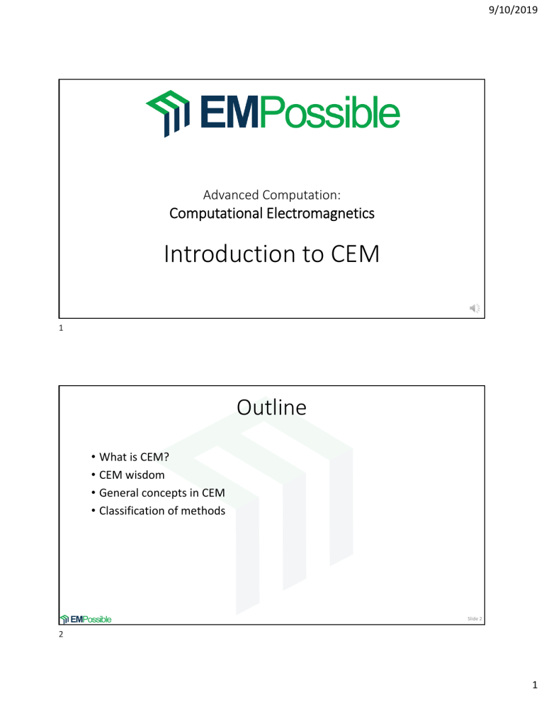 Computational Electromagnetics (CEM) Introduction
