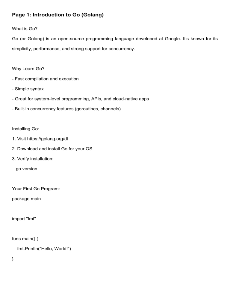Go (Golang) Programming Tutorial for Beginners