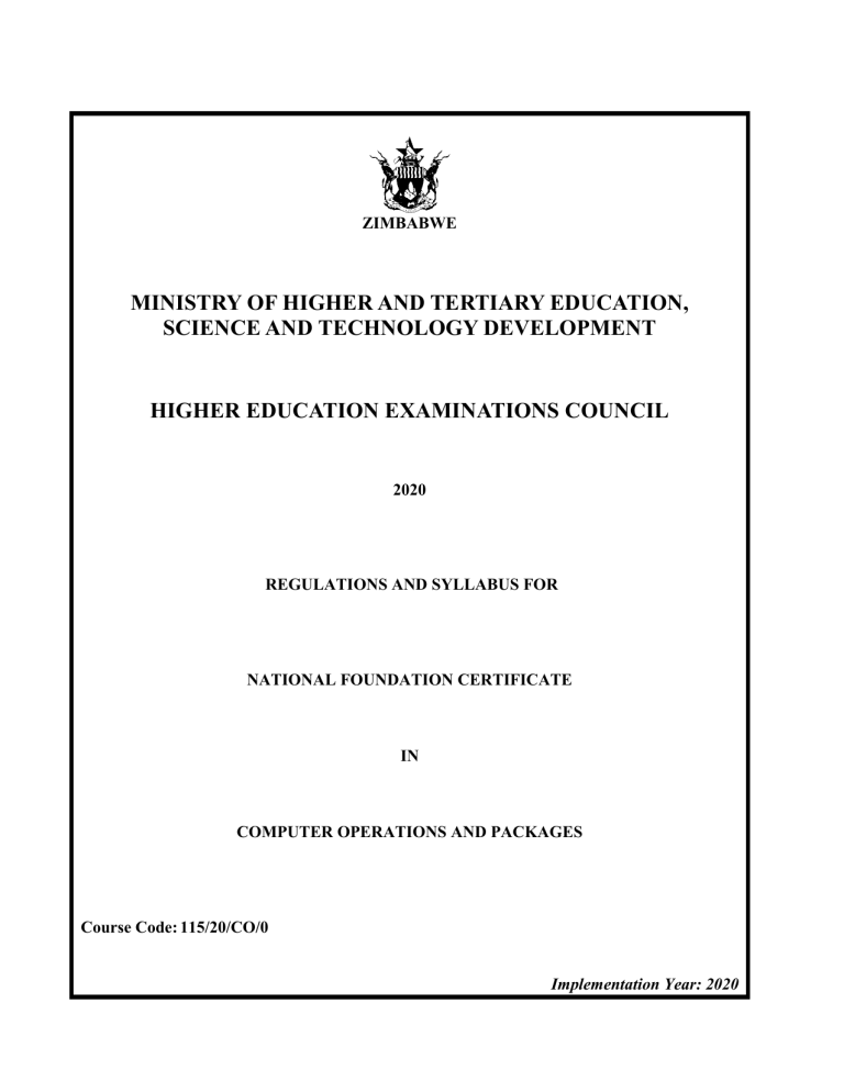 Computer Operations & Packages Syllabus - Zimbabwe NFC