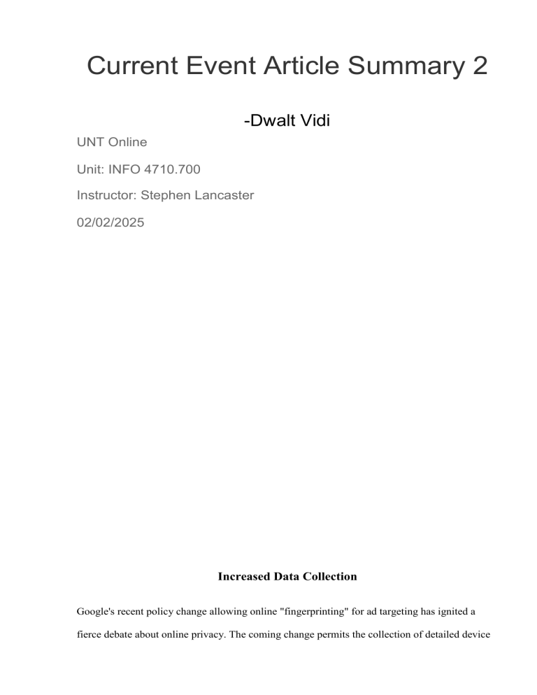 Google's Data Collection & Privacy: Article Summary