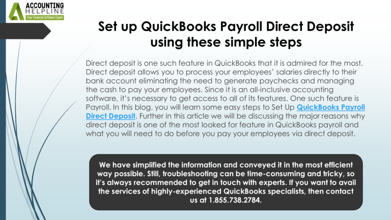 QuickBooks Payroll Direct Deposit Setup Guide