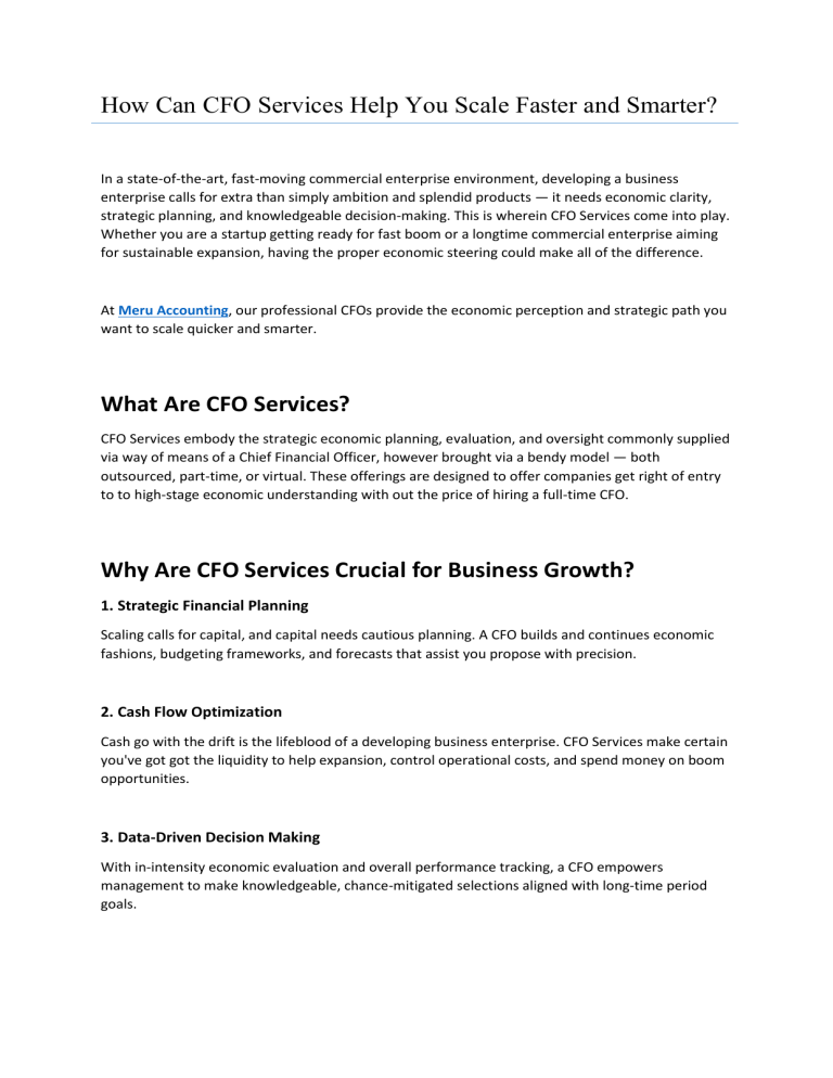 CFO Services: Scale Your Business Faster & Smarter