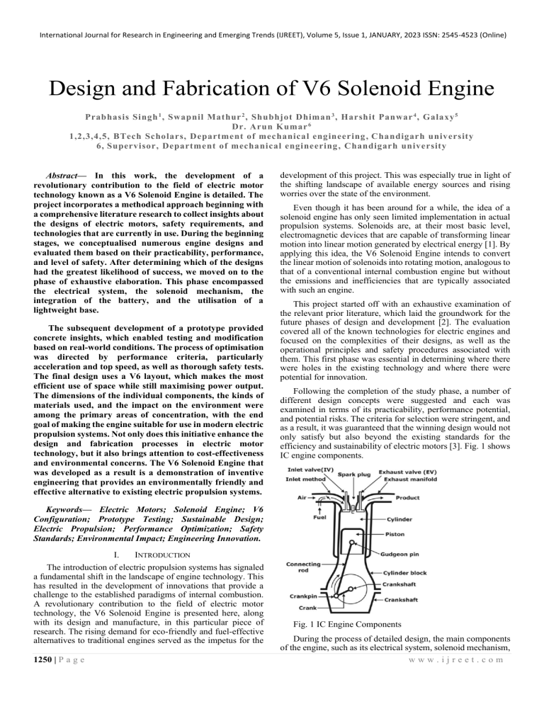 V6 Solenoid Engine Design & Fabrication