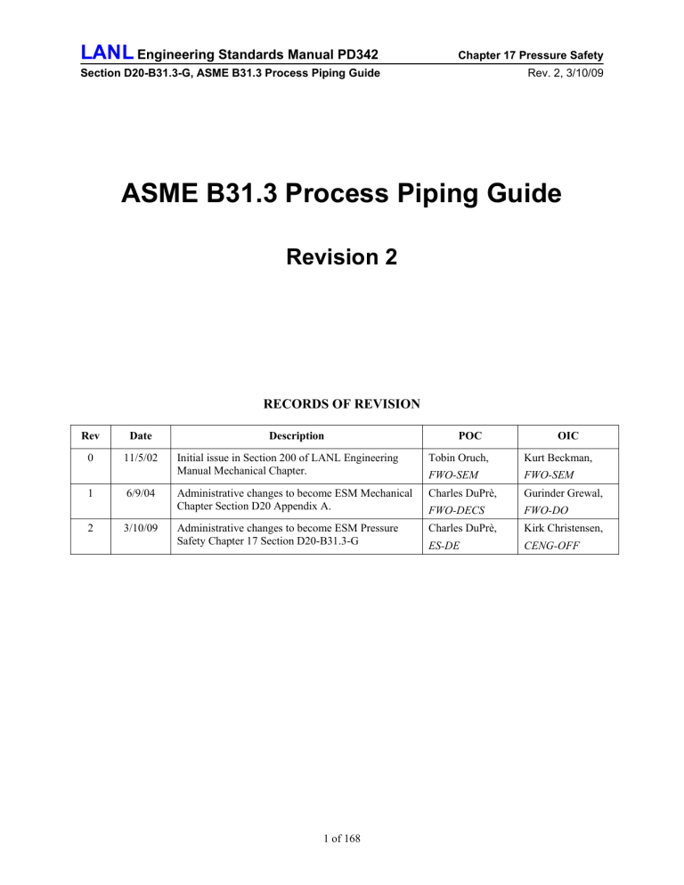 ASME B31.3 Process Piping Guide - LANL Engineering Standards