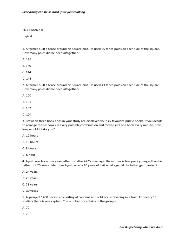 Logical Reasoning Exam Questions - Practice Problems