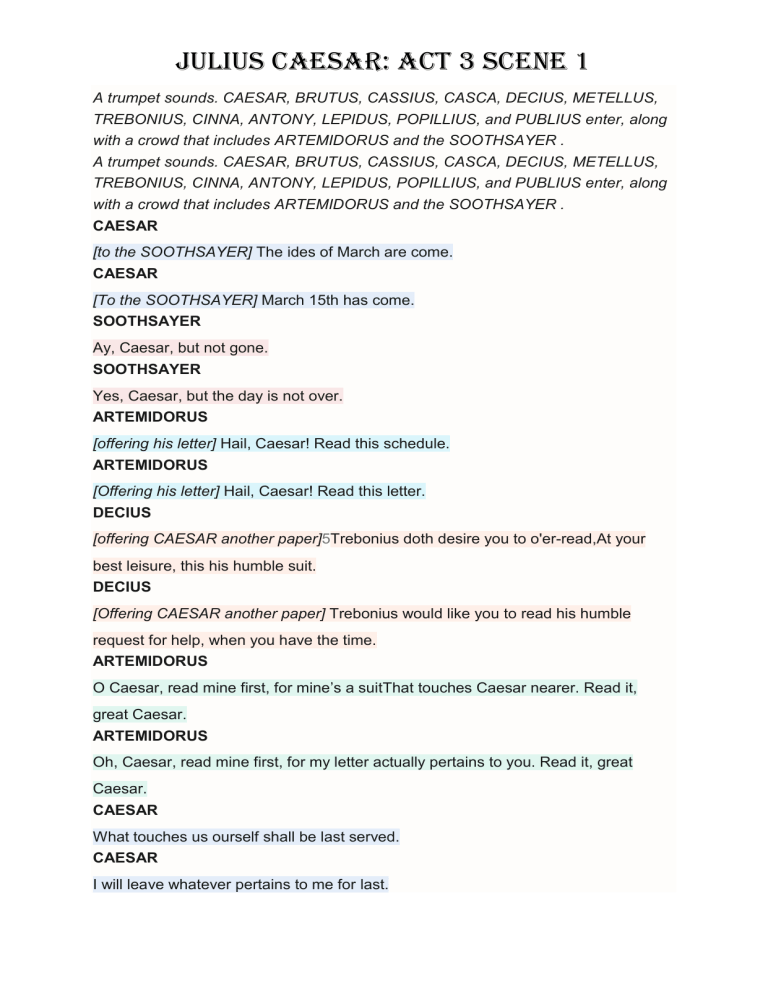 Julius Caesar Act 3 Scene 1: Play Script & Translation