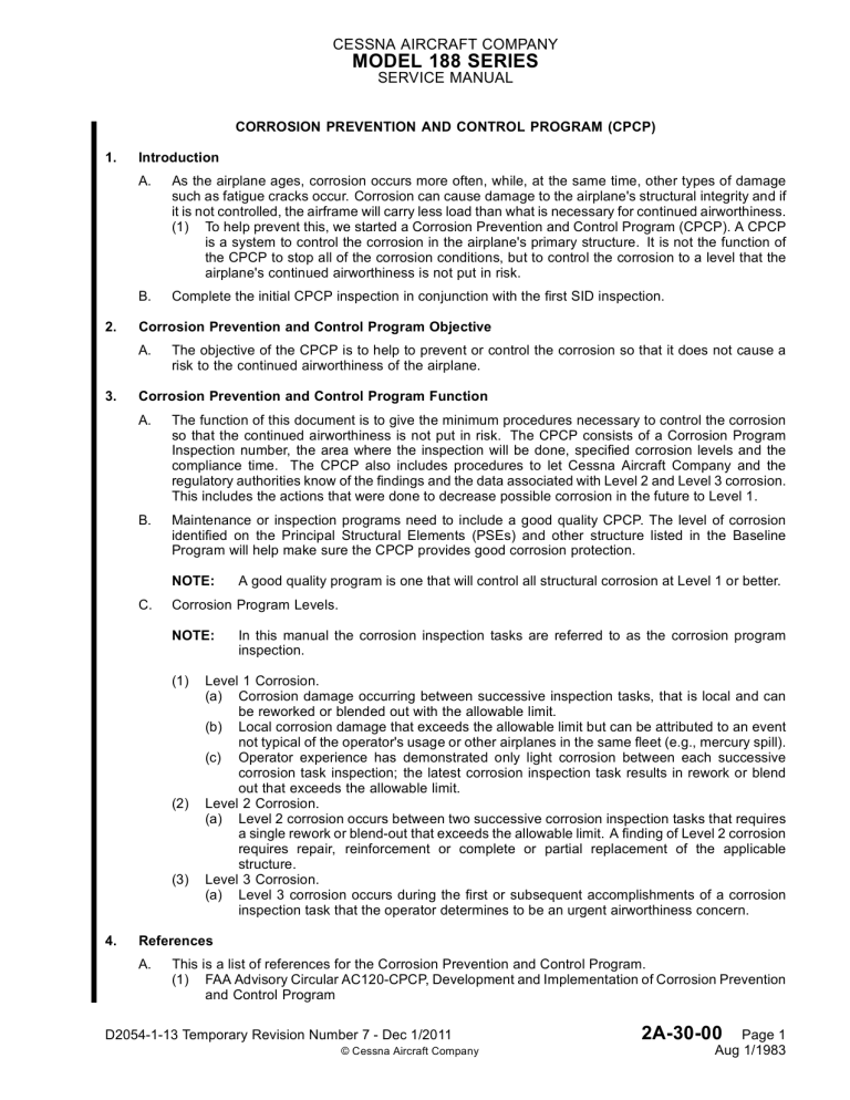 Cessna 188 Service Manual: Corrosion Prevention & Control Program (CPCP)
