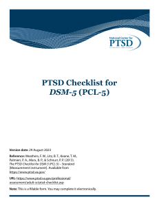 PTSD Checklist (PCL-5): DSM-5 Assessment
