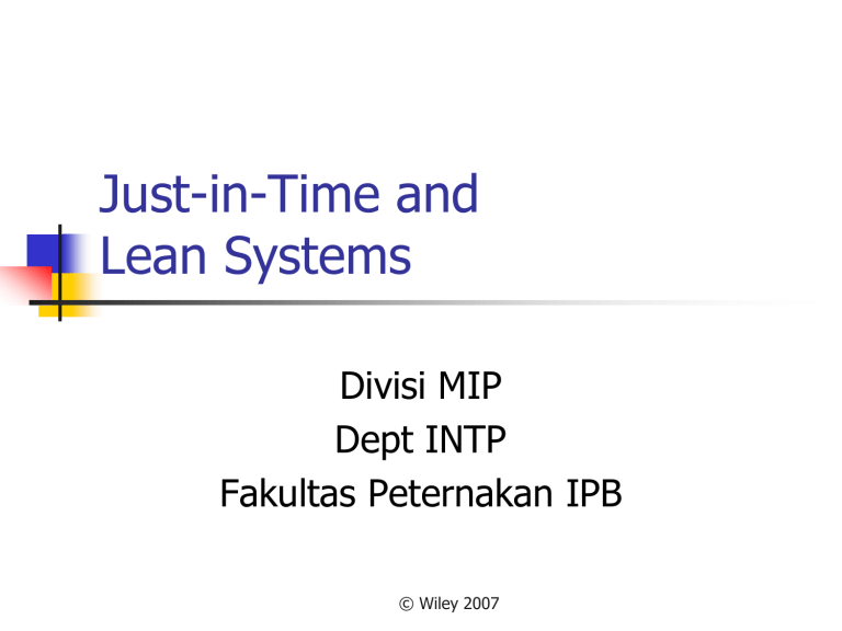 Just-in-Time & Lean Systems: Operations Management Principles