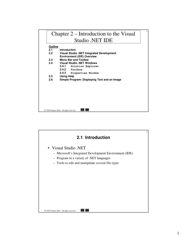 Visual Studio .NET IDE Introduction: Presentation