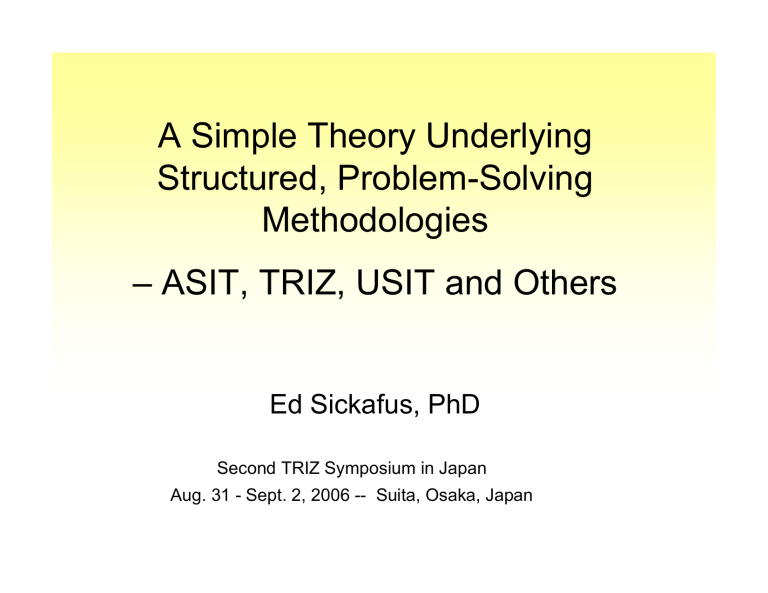 Structured Problem Solving: ASIT, TRIZ, USIT Theory