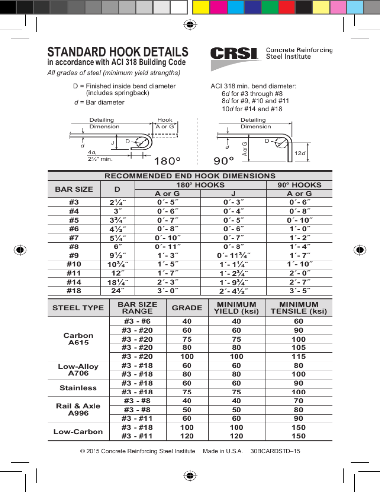 Standard Hook Details ACI 318: Rebar Bending Guide