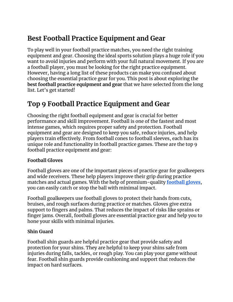 Football Practice Equipment: Top Gear for Training