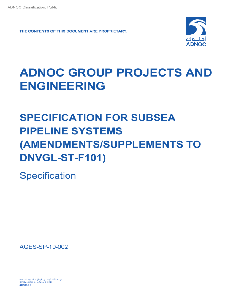 ADNOC Subsea Pipeline Systems Specification (DNVGL-ST-F101 Amendments)