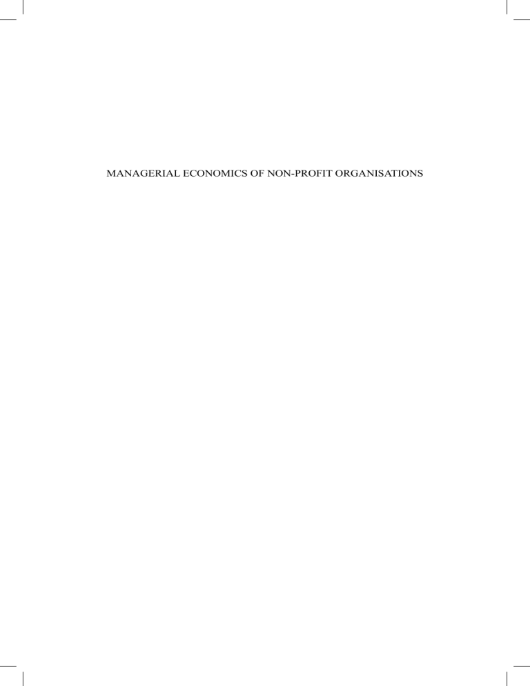 Managerial Economics of Non-Profit Organizations: A Comprehensive Guide