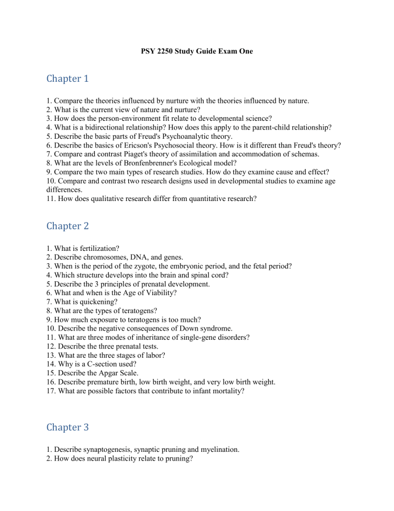 PSY 2250 Developmental Psychology Study Guide