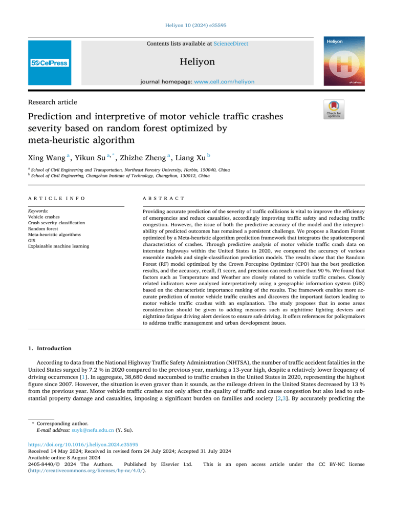 Traffic Crash Severity Prediction using Random Forest