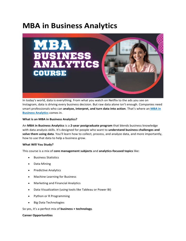 MBA in Business Analytics: Course Overview & Career Paths