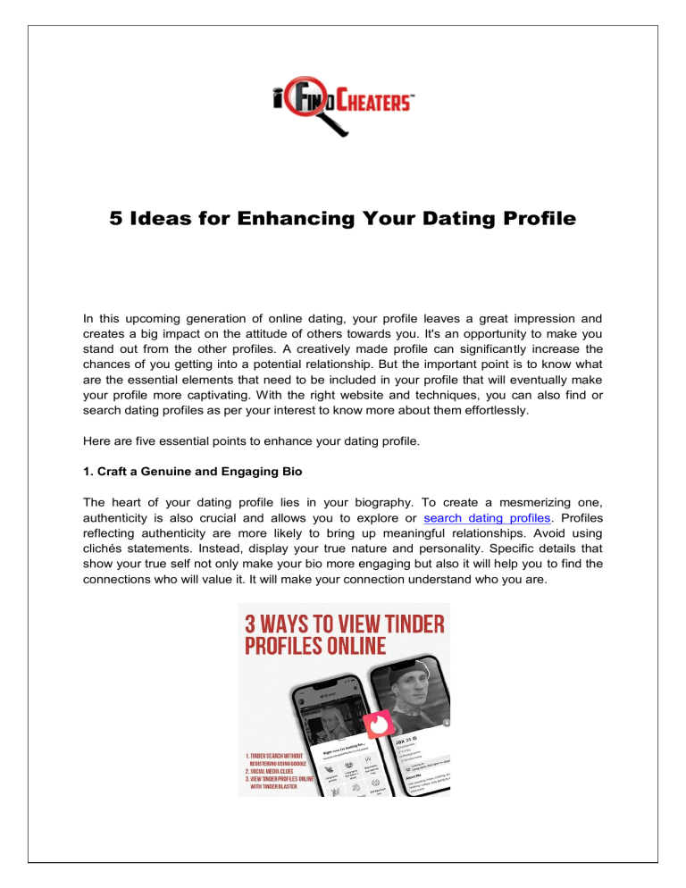 Enhance Your Dating Profile: 5 Essential Ideas