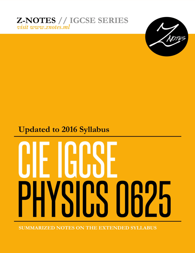 IGCSE Physics (0625) Study Notes - ZNotes